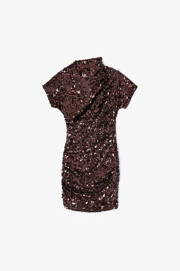 GANNI Sequins Mini Dress - Brown