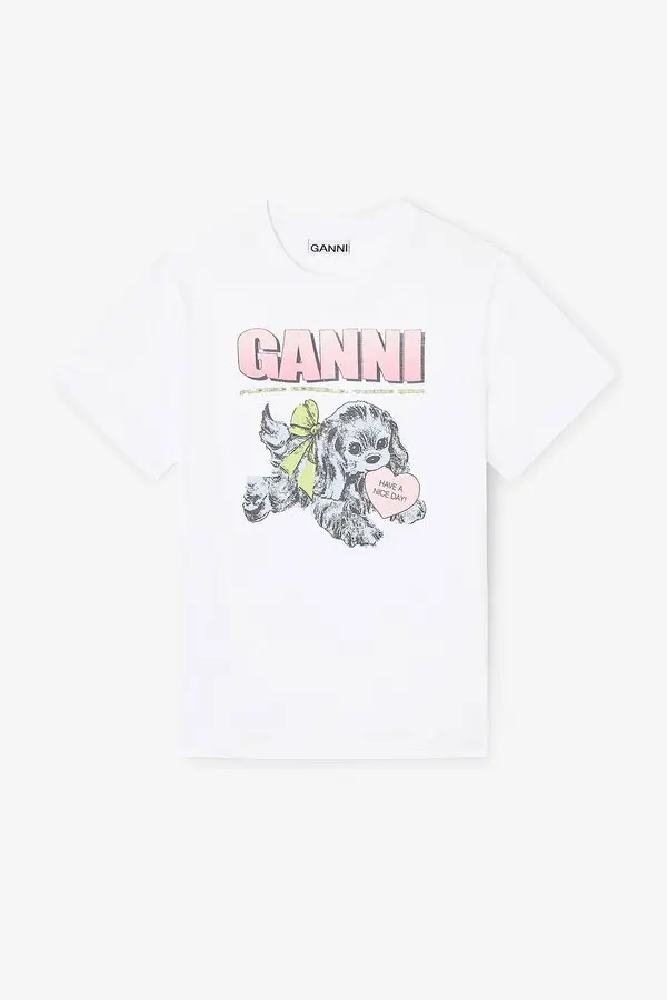 GANNI Printed T-shirt - White