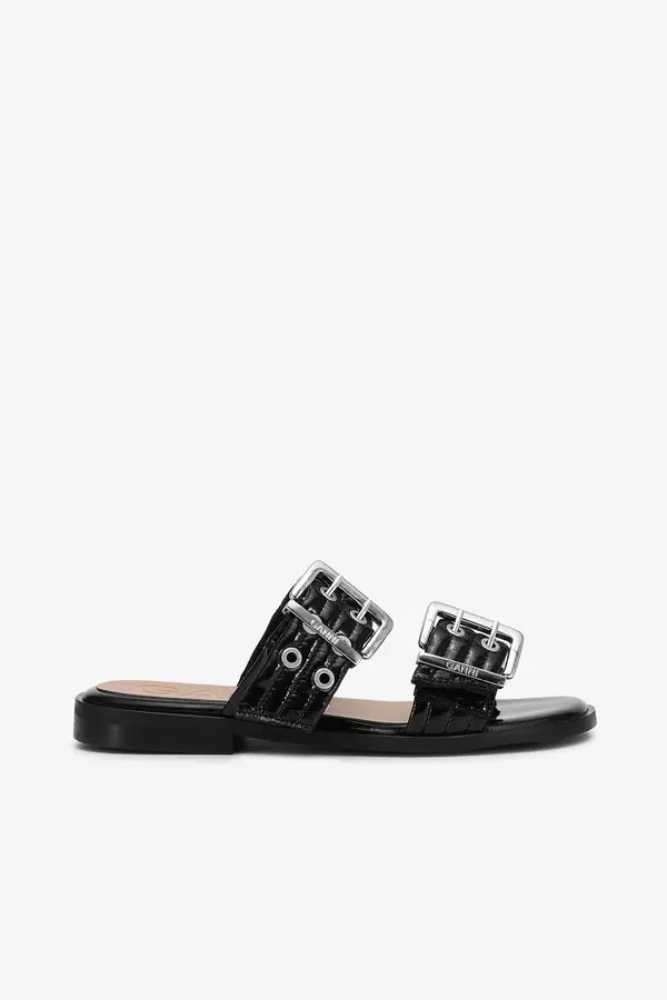 GANNI Buckle Strap Sandals - Black