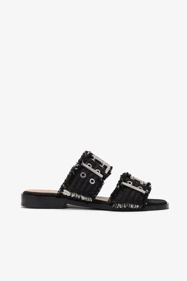 GANNI Buckle Strap Sandals - Black