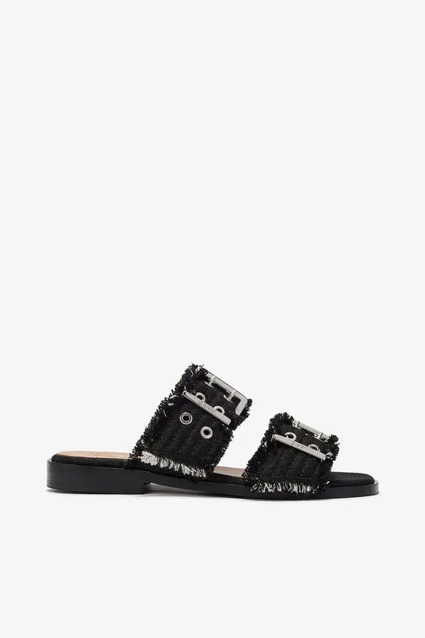 GANNI Buckle Strap Sandals - Black