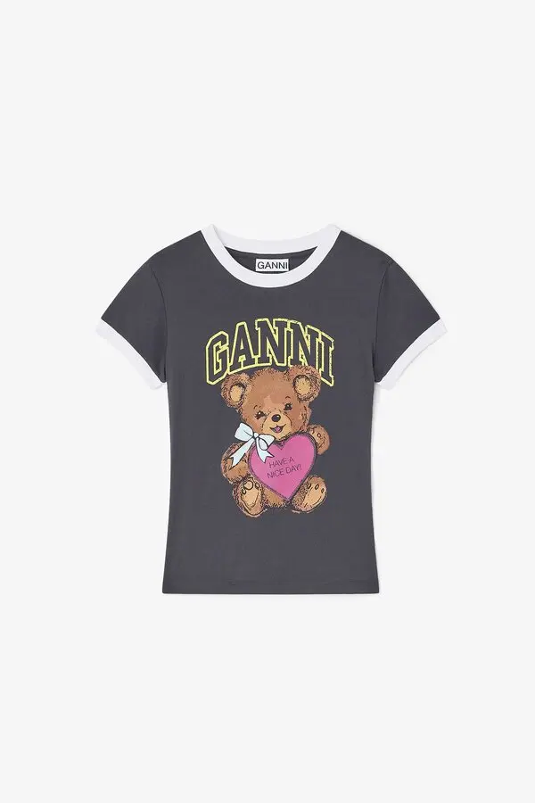GANNI Cropped Teddy T-shirt - Mixed