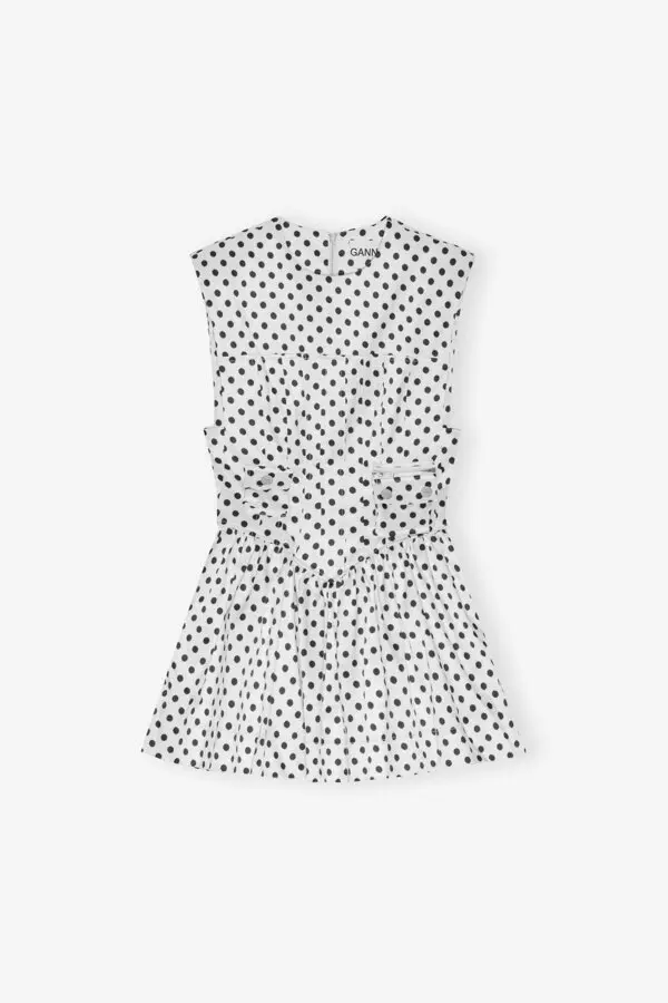 GANNI Polka-dot Satin Corset Mini Dress - White