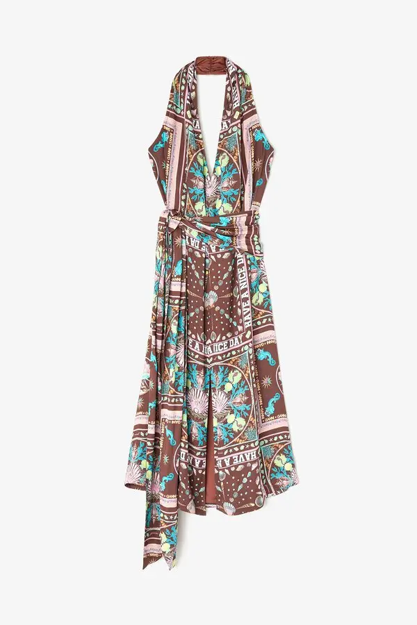 GANNI Floral Print Dress - Brown