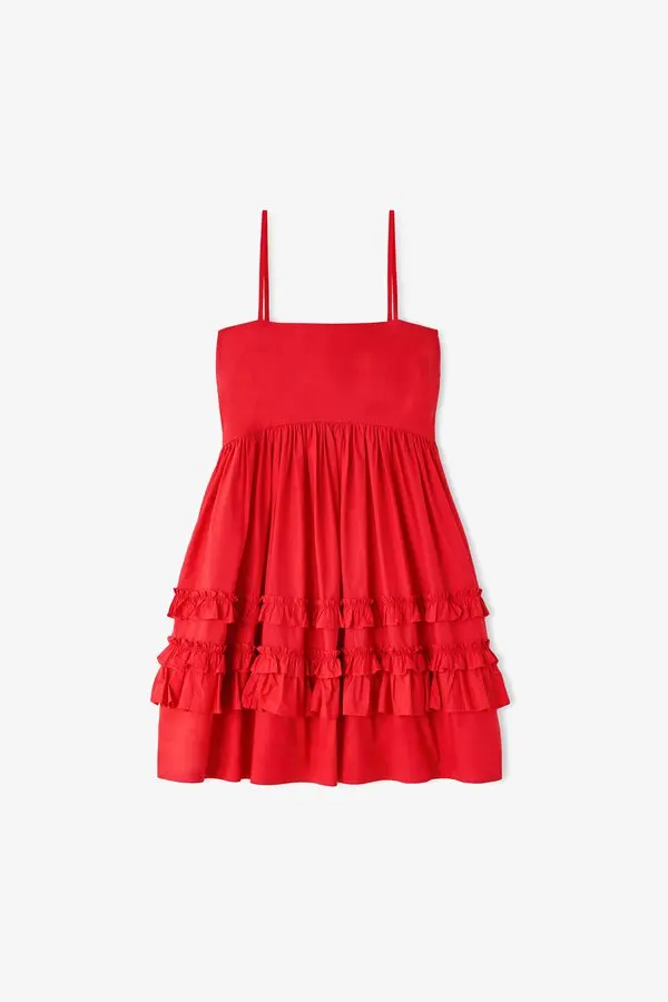 GANNI Floral Print Belted Dress - Red
