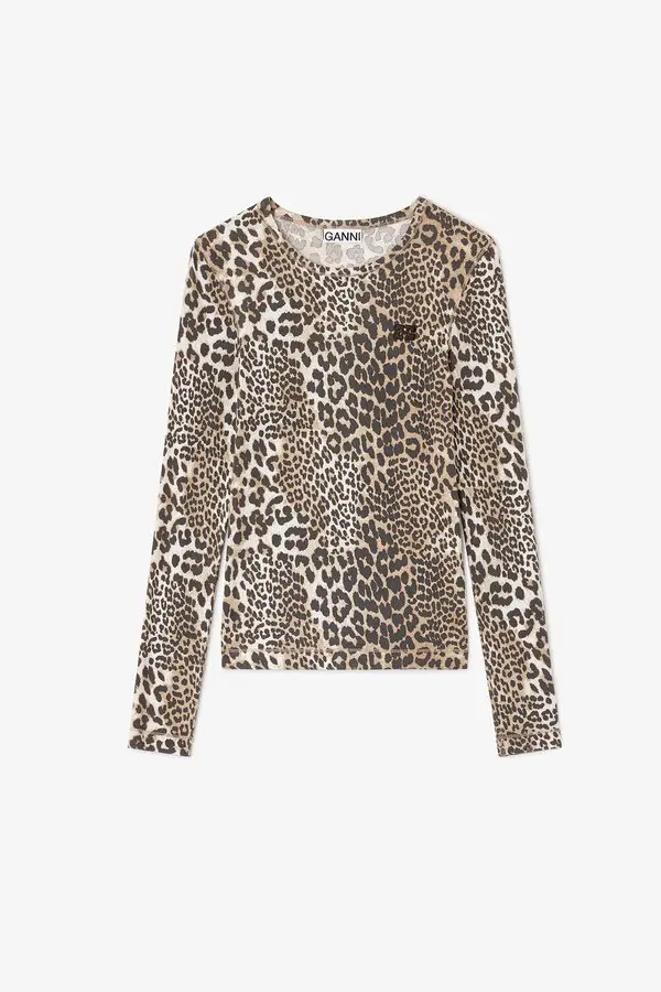 GANNI Leopard Print Long-sleeve Top