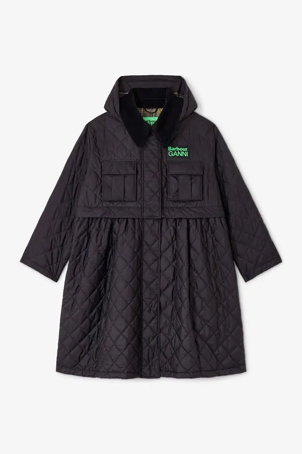 GANNI X Barbour Quilted Long Coat
