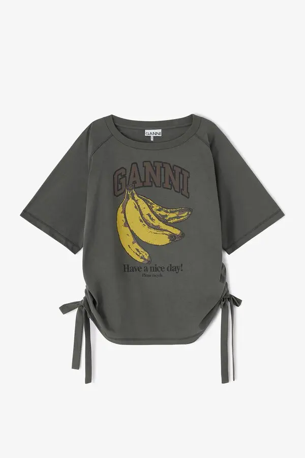 GANNI T-shirt With Banana Graphic - Grey