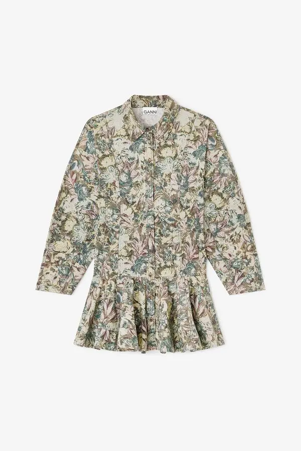 GANNI Floral Tapestry Shirt Dress - Mixed