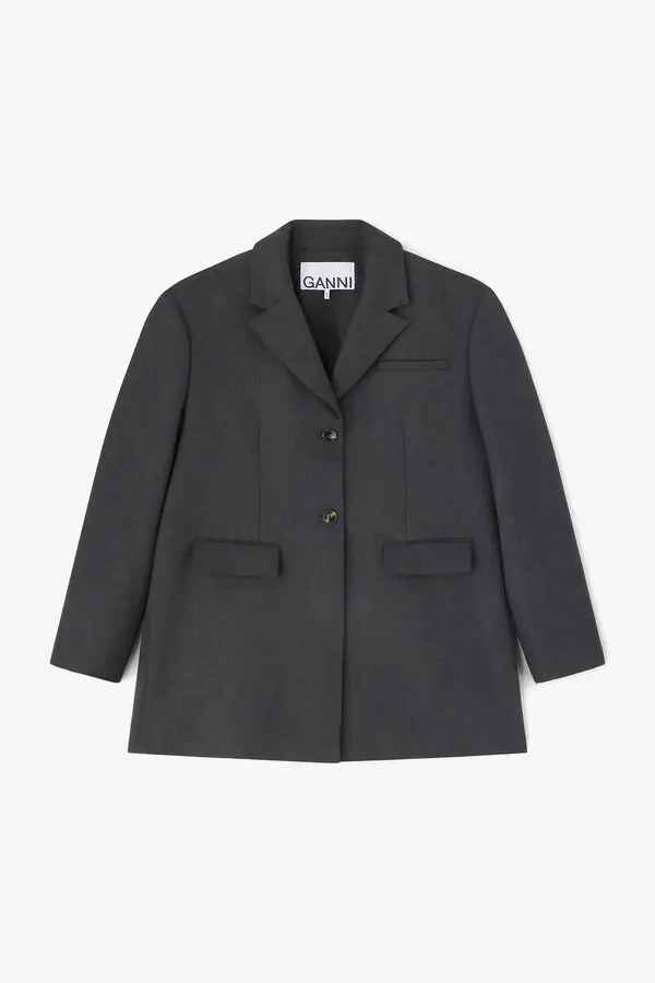 GANNI Wool Suiting Blazer - Mixed