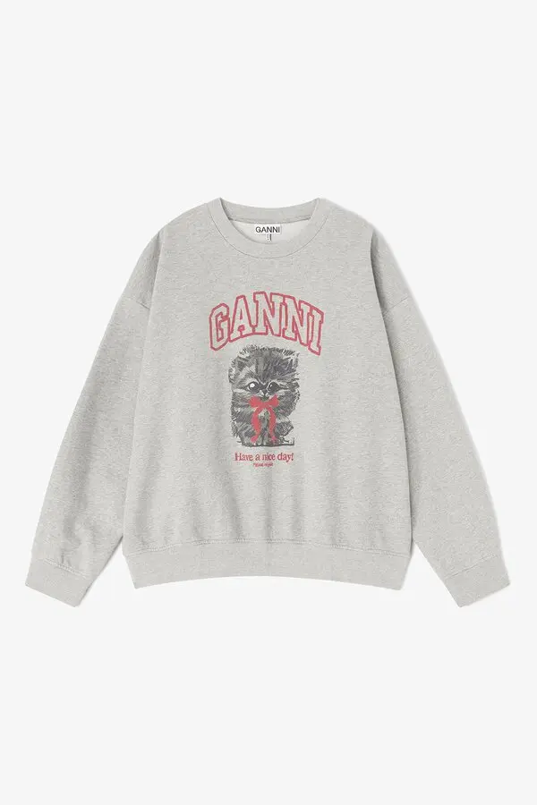 GANNI Kitty Graphic Sweatshirt - Grey
