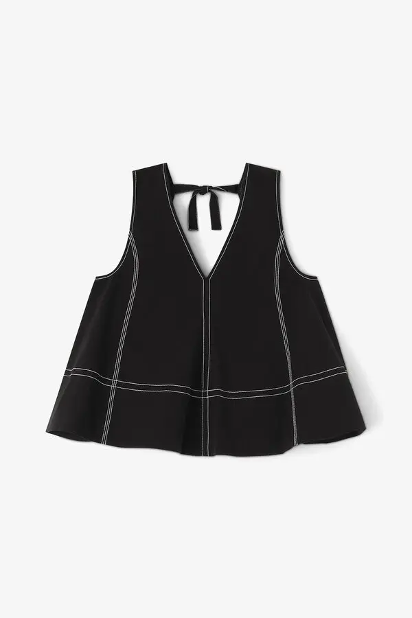 GANNI Cotton A-line Top - Black