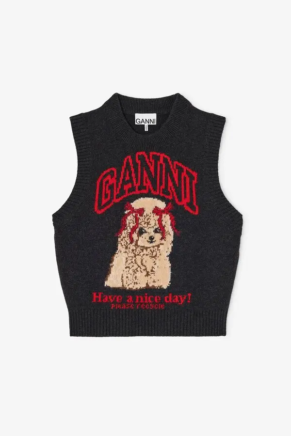GANNI Graphic Wool Vest - Mixed