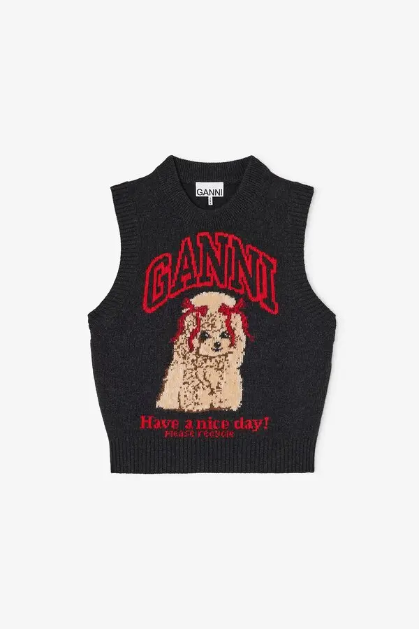GANNI Graphic Wool Vest - Mixed