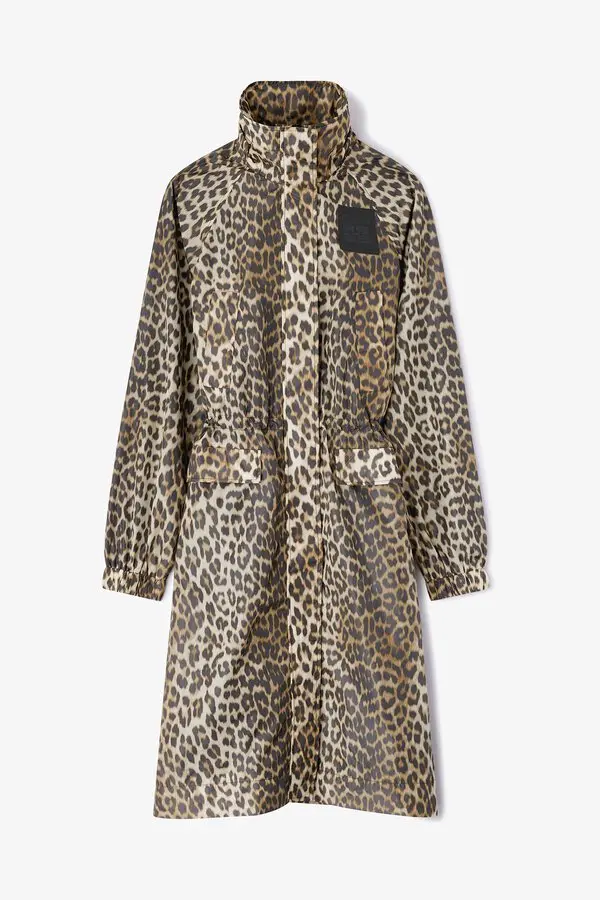 GANNI Leopard Print Nylon Parka