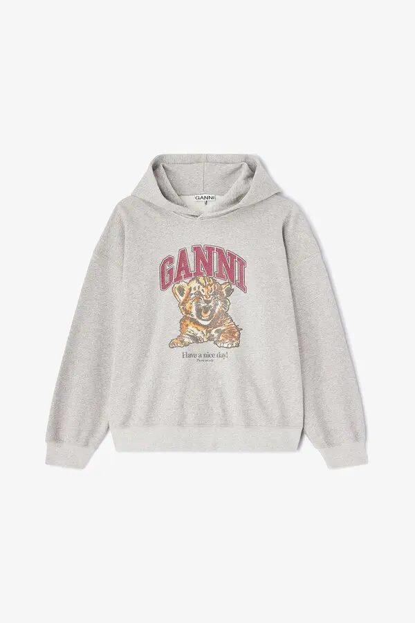 GANNI Tiger Graphic Hoodie - Grey