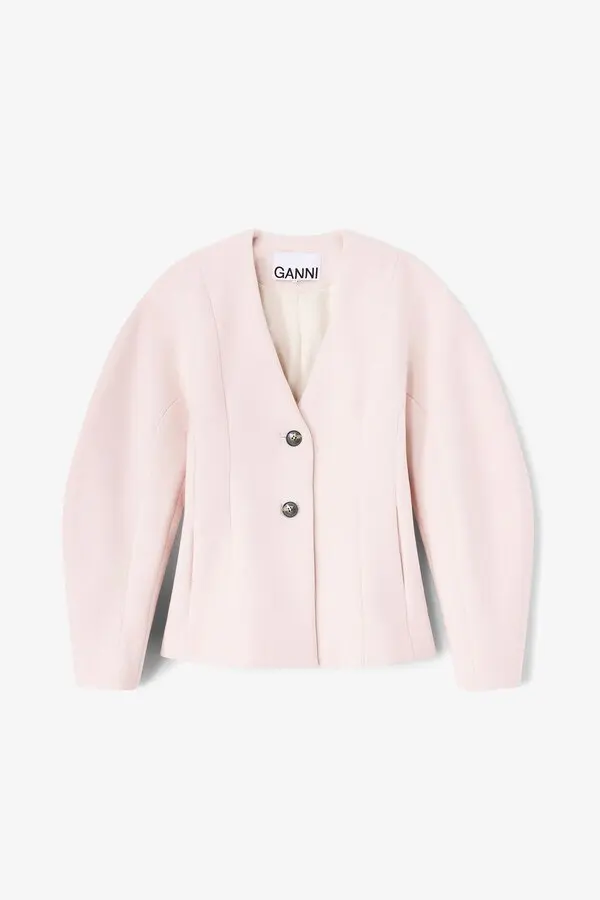 GANNI Wool Blazer - Pink