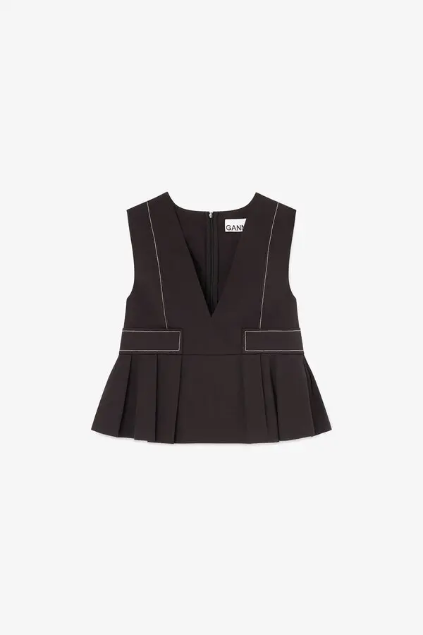 GANNI Asymmetrical Drape Knot Top - Black