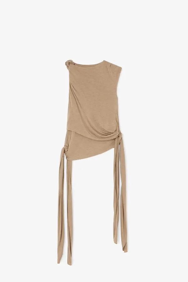 GANNI Smocked Sleeveless Top - Coca Mocha