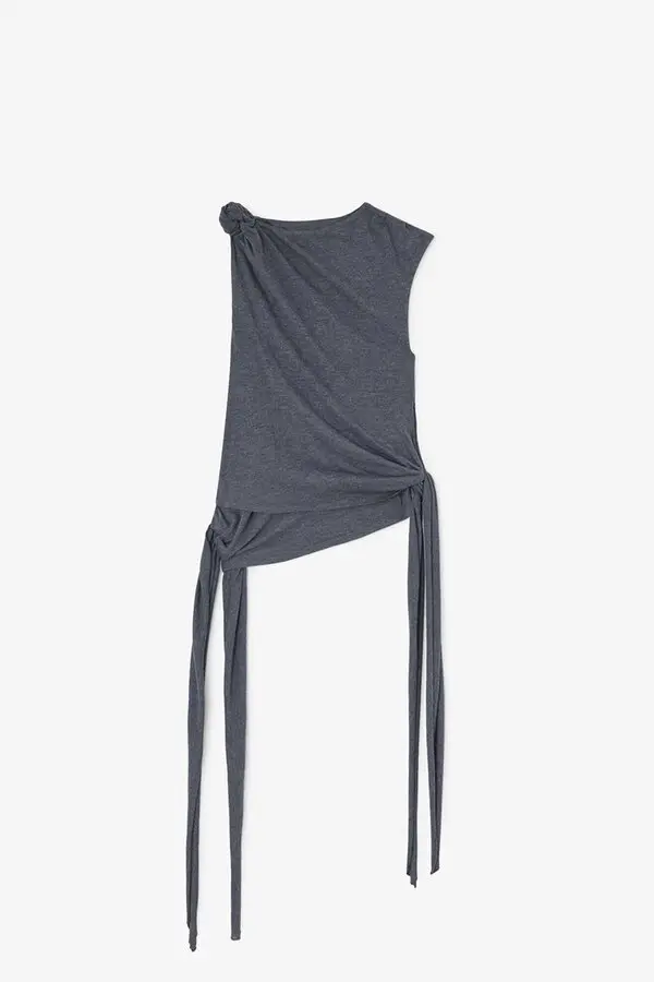 GANNI Asymmetrical Drape Knot Top - Mixed