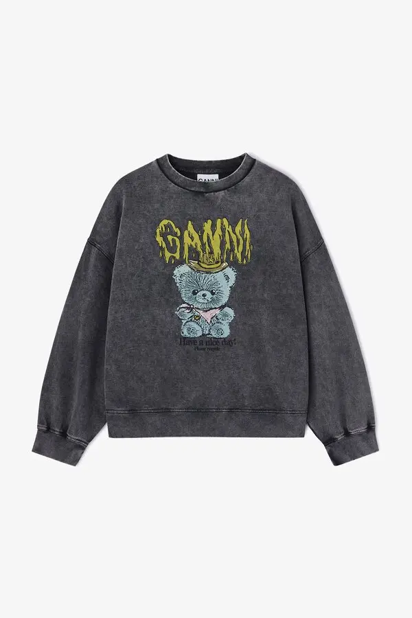GANNI Vintage Wash Graphic Sweatshirt - Black