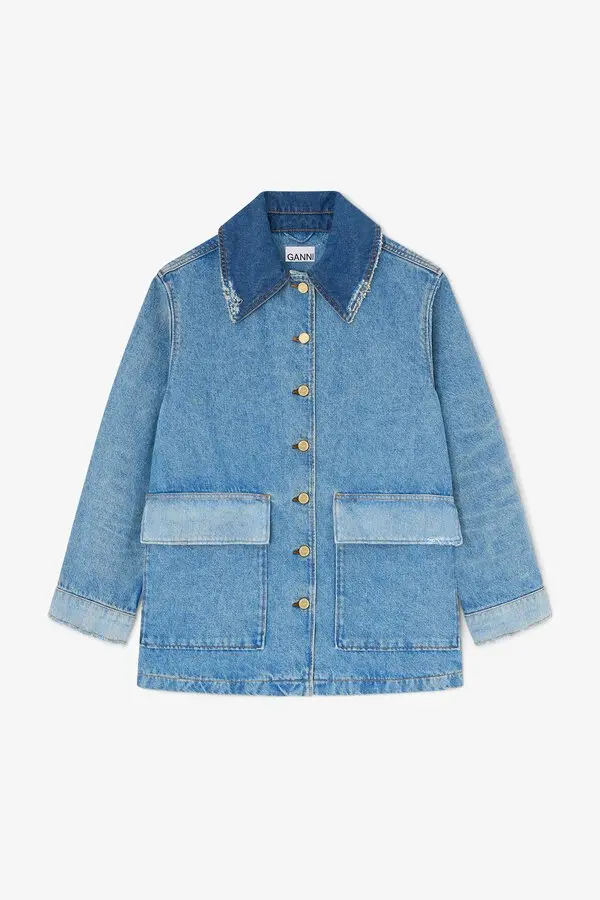 GANNI Collared Jacket - Blue