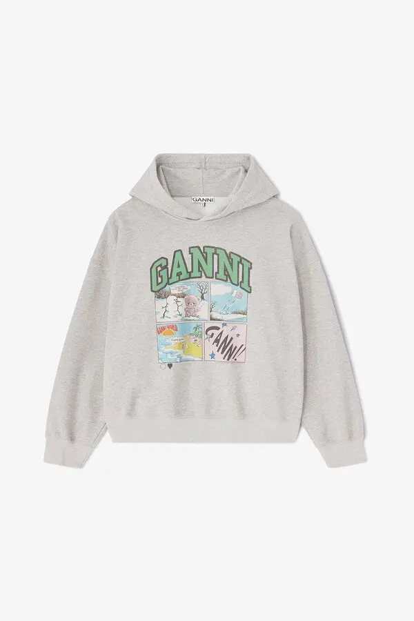 GANNI Bear Comic Graphic Hoodie - Grey