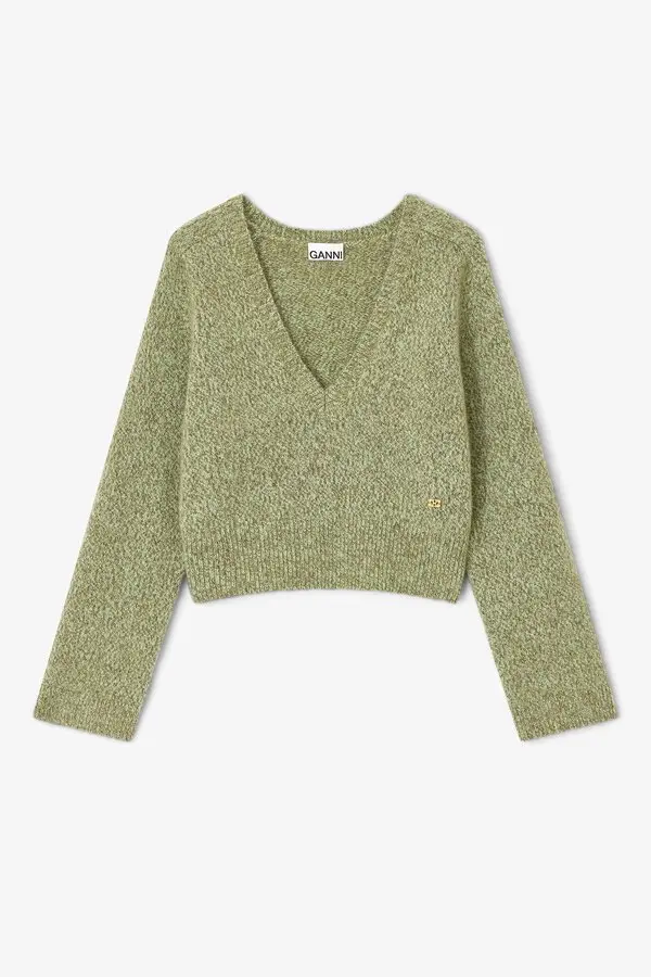 GANNI V-neck Sweater - Green