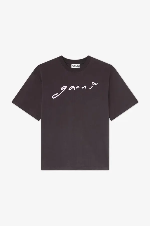 GANNI Cotton Rib T-shirt - Mixed