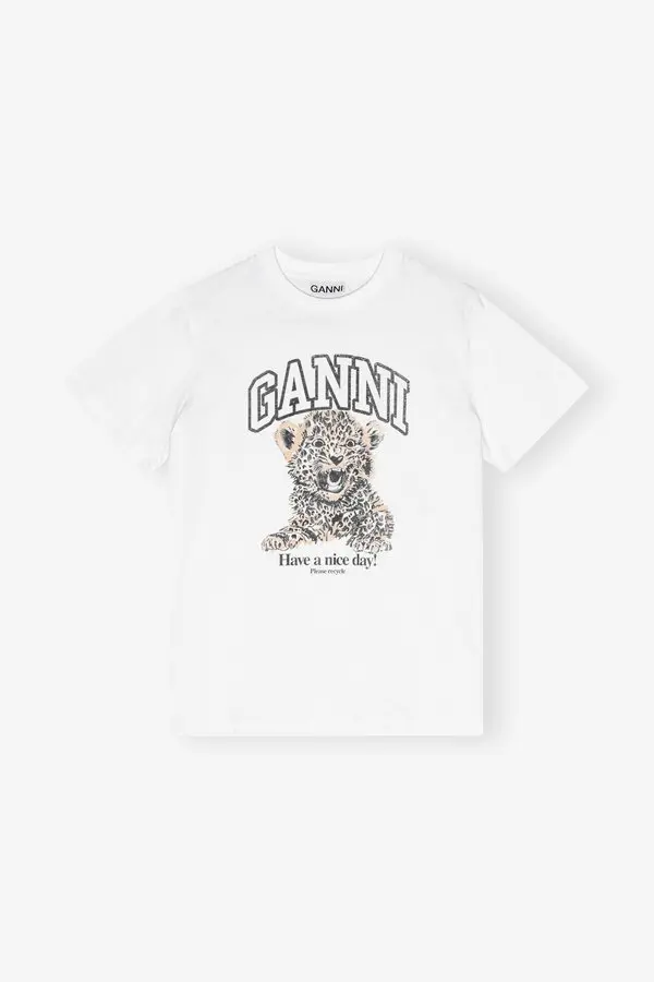 GANNI Short Sleeve T-shirt With Embroidered Detail - Mixed