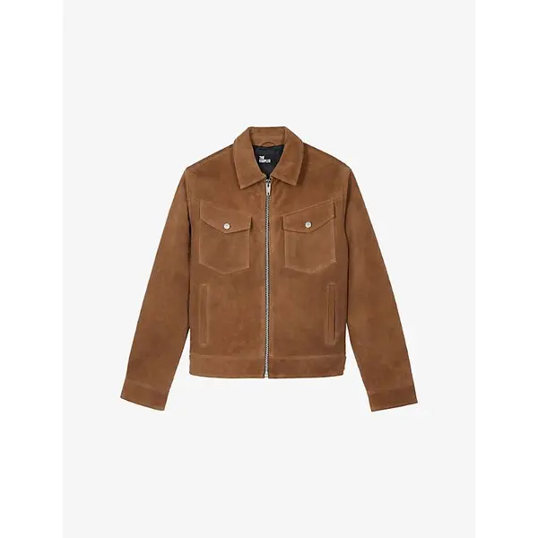 The Kooples Four-pocket Zip-up Suede Jacket