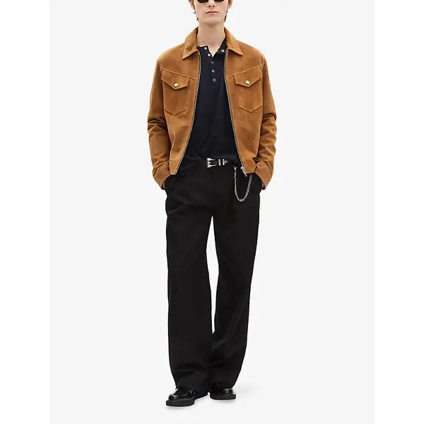The Kooples Four-pocket Zip-up Suede Jacket