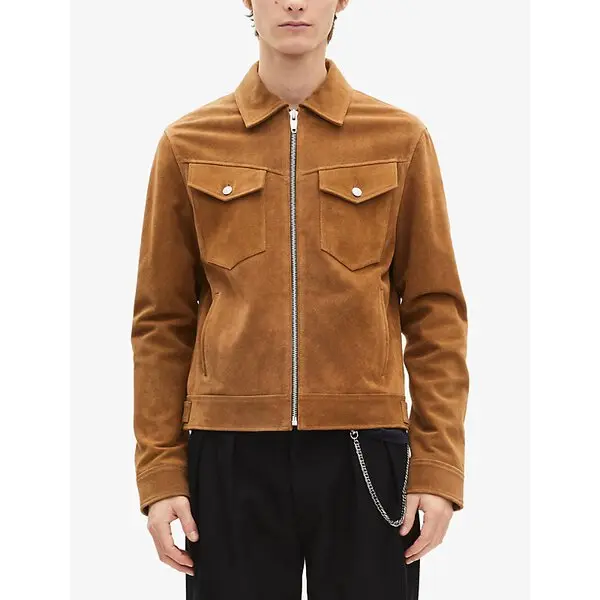 The Kooples Four-pocket Zip-up Suede Jacket