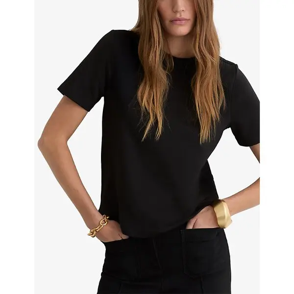 REISS Ribbed Stretch-cotton T-shirt - Black