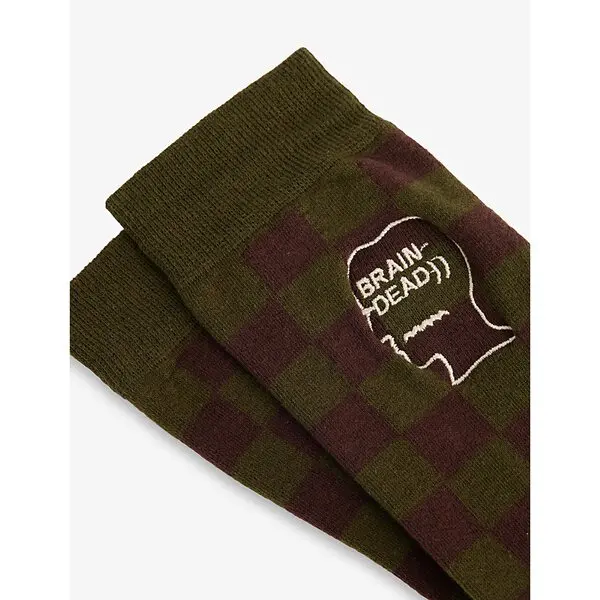 BRAIN DEAD Logohead-embroidered Cotton-blend Socks