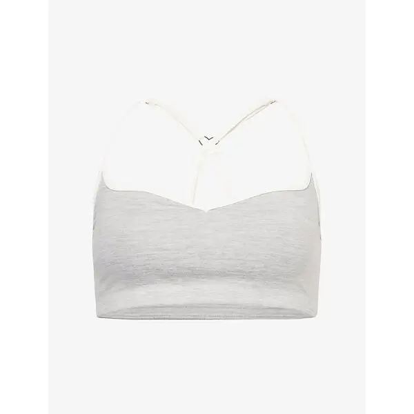 Bo+tee Sweetheart Contrasting-trim Stretch-woven Sports Bra - Grey Marl
