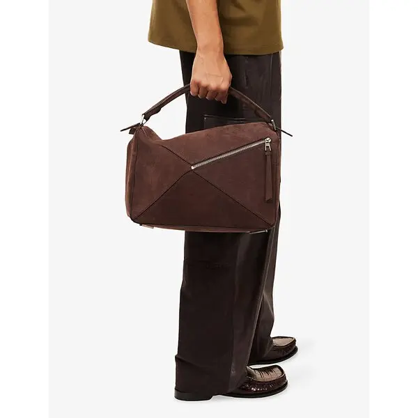 Loewe Puzzle Large Suede Top-handle Bag