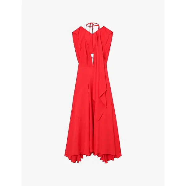 REISS Evory Detachable-cape Woven Maxi Dress