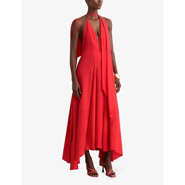 REISS Evory Detachable-cape Woven Maxi Dress