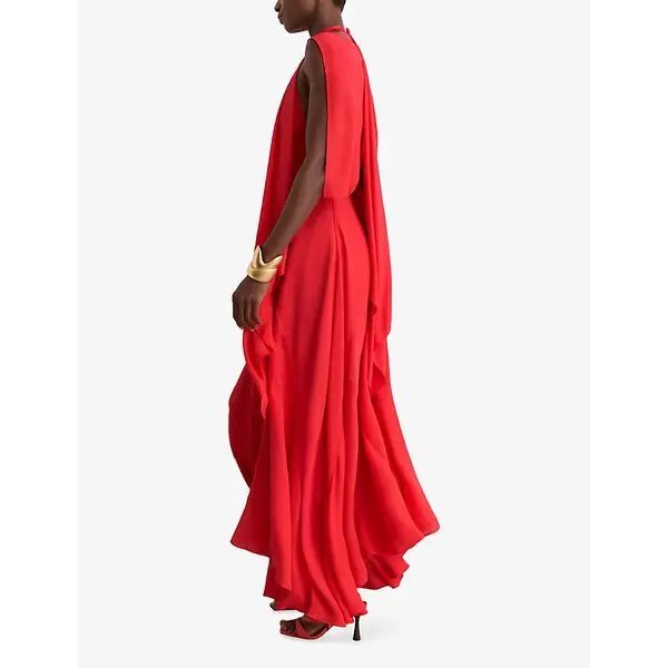 REISS Evory Detachable-cape Woven Maxi Dress