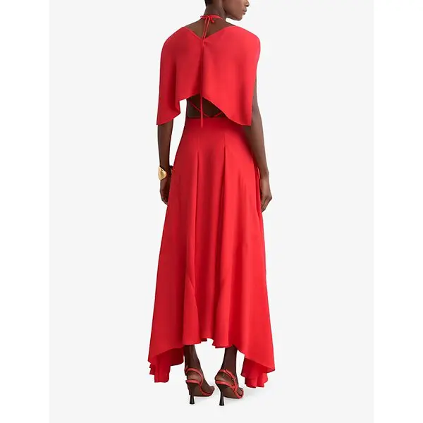 REISS Evory Detachable-cape Woven Maxi Dress
