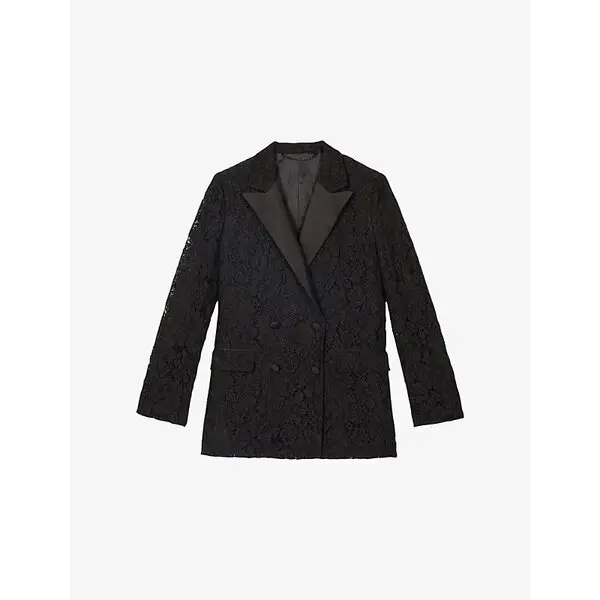 The Kooples Lace Notched-lapel Woven Blazer