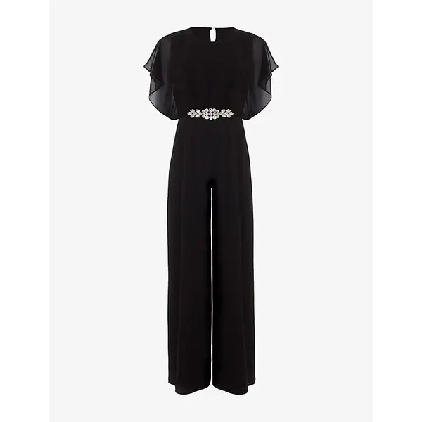 PHASE EIGHT Woven Jumpsuit With Crystal Embellishments - Black
