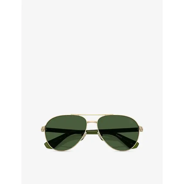 Burberry Be3167 Aviator-frame Metal Sunglasses - Gold