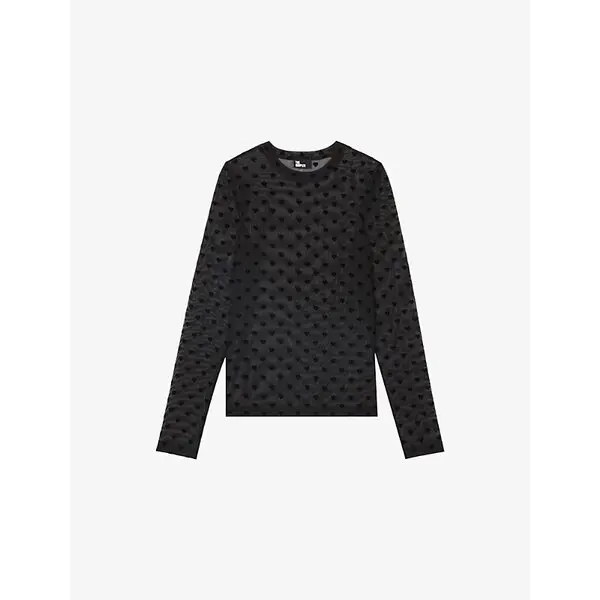 The Kooples Heart-patterned Mesh Top