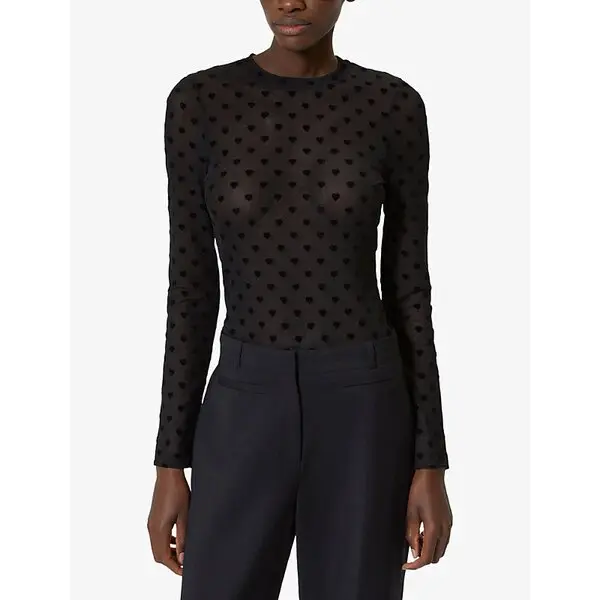 The Kooples Heart-patterned Mesh Top