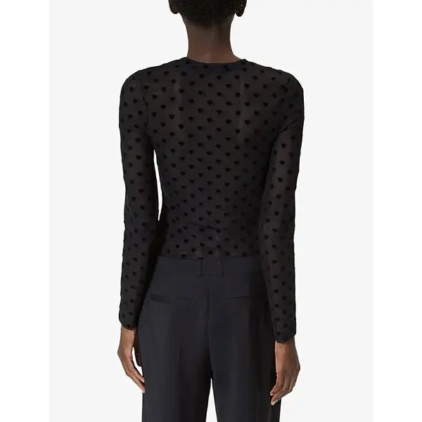 The Kooples Heart-patterned Mesh Top