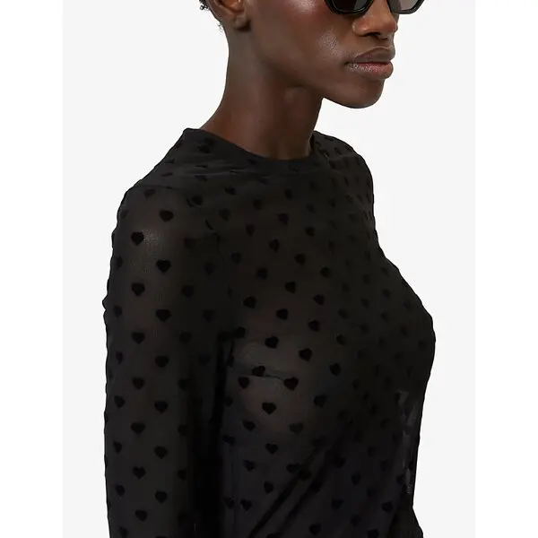 The Kooples Heart-patterned Mesh Top