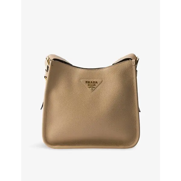 Prada Logo-plaque Leather Shoulder Bag - Brown
