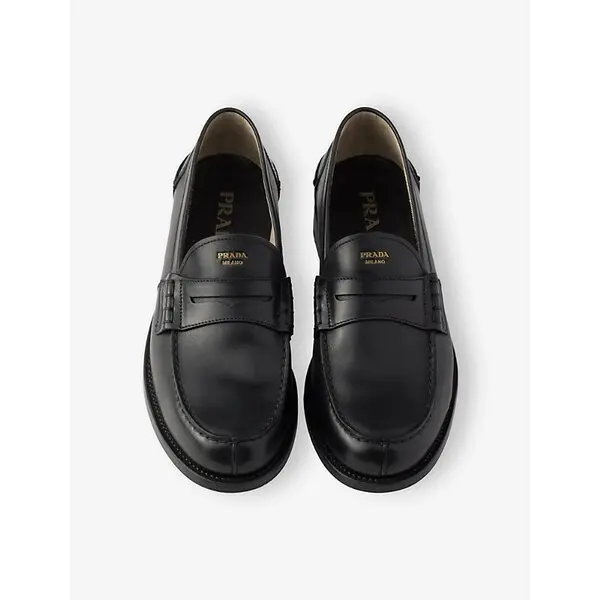 Prada Logo-embossed Leather Loafers - Black